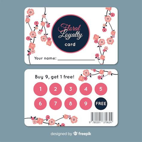 Modèle De Carte De Fidélité Colorée Avec Style Floral Vecteur Gratuite