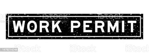 그런 지 블랙 작업 허가 단어 사각형 고무 씰 스탬프 흰색 바탕에 거절에 대한 스톡 벡터 아트 및 기타 이미지 거절 계약서 고무 Istock