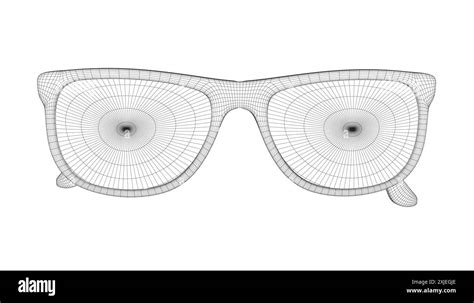 Side Views Of Sunglasses Wireframe Vector Drawn Illustration Fashion