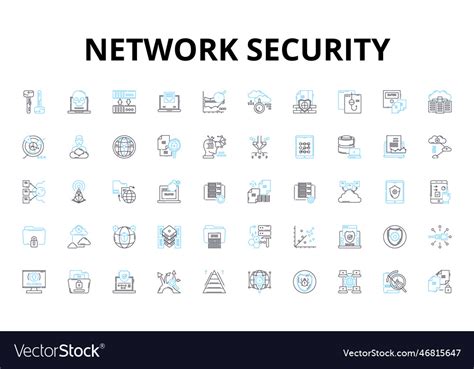 Network Security Linear Icons Set Firewall Vector Image
