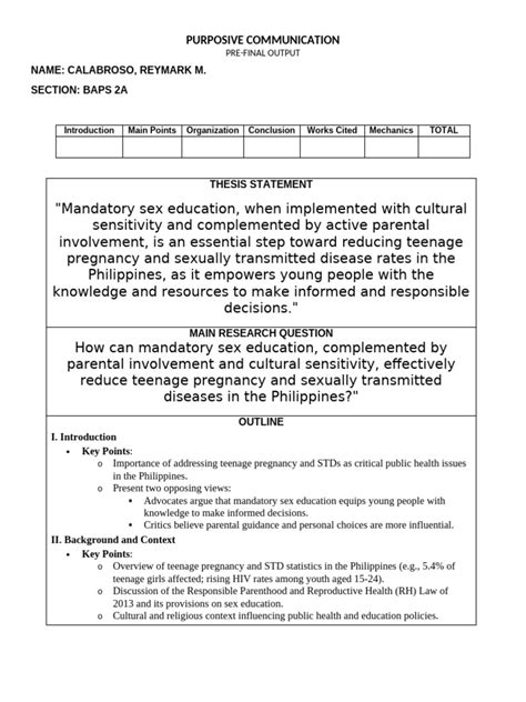 Template For Argumentative Essay Pdf Sex Education Teenage Pregnancy