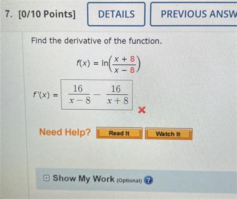 Solved Find The Derivative Of The Function Chegg