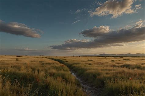 Grasslands Prairies Landscape Close Premium Ai Generated Image