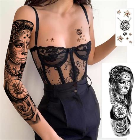 Aniuvot Tatuajes Grandes De Manga Completa Temporales Para Mujeres 6