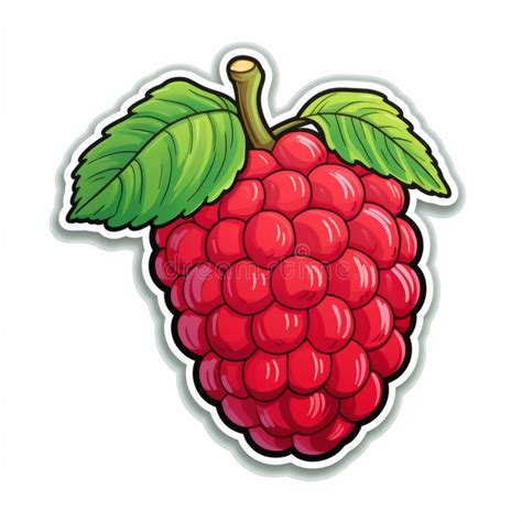 Vibrant Raspberry Sticker Richly Colored Illustration With Clean Inking