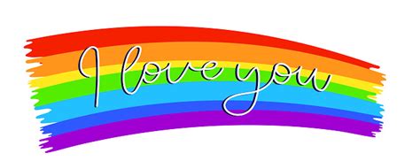 흰색 무지개 브러시 배경에 그림자가 있는 필기체 문구를 사랑합니다 Lgbt 플래그 색상 Lgbtqia 문화에 대한 스톡 벡터