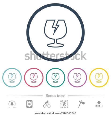 Símbolo Frágil Contorno Iconos De Color Vector De Stock Libre De