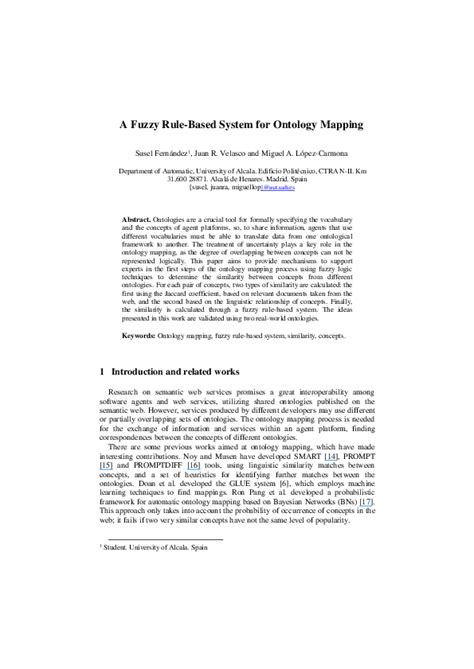 Pdf A Fuzzy Rule Based System For Ontology Mapping