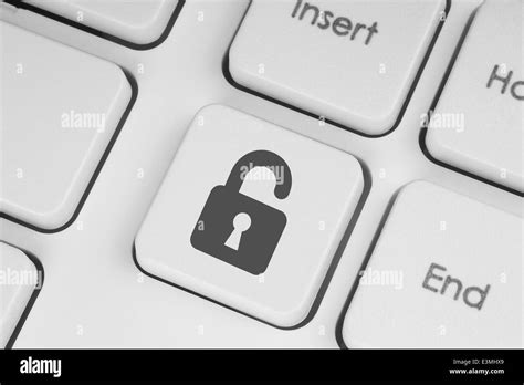 Open Lock Button On The Keyboard Access Concept Stock Photo Alamy