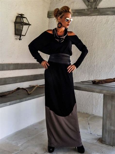 Winter Maxi Dress Black Brown Dress Plus Size Dress Long Etsy