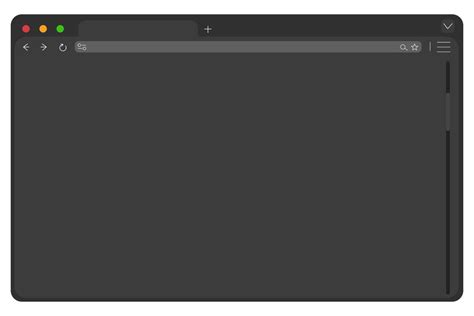Web Browser Mockup Window In Dark Mode Modern Flat Simple Line Web Interface Blank Frame