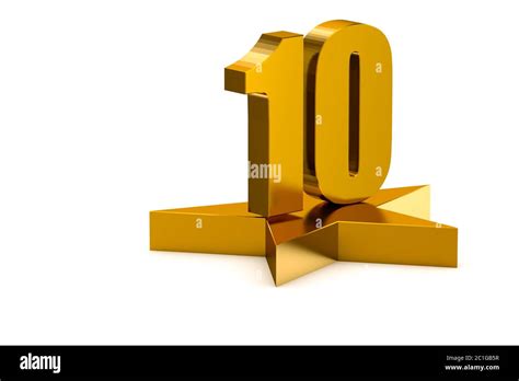 3D golden number 10 on star podium Stock Photo - Alamy