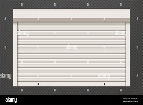 White Closed Roller Garage Shutter Door With Realistic Texture Mockup