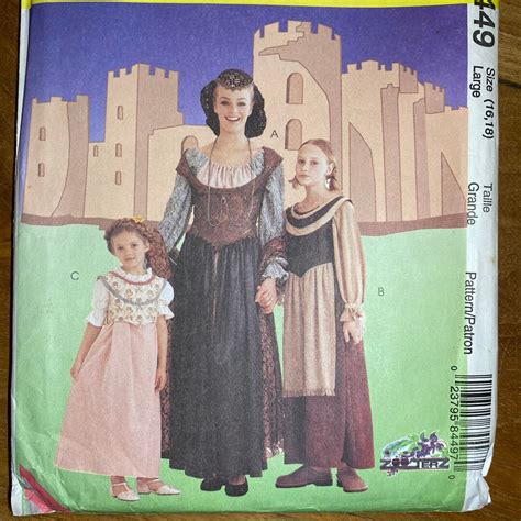 Mccalls 8449 Renaissance Dress Pattern Medieval Gown Costume Uncut 16