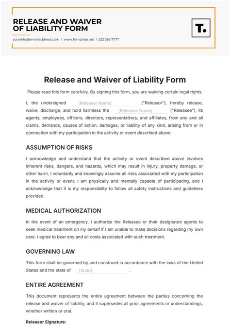 Free Release Of Liability Form Templates To Edit Online