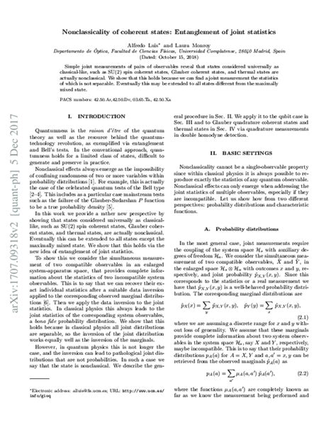 Pdf Nonclassicality Of Coherent States Entanglement Of Joint Statistics