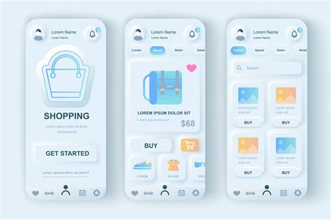 Online Shopping Concept Neumorphic Templates Set E Commerce Website