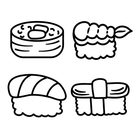 Premium Vector Cute Sushi Asian Food Coloring Book