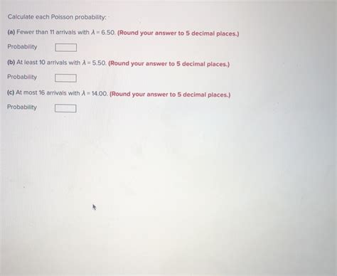 Solved Calculate Each Poisson Probability A Fewer Than 11 Chegg Com