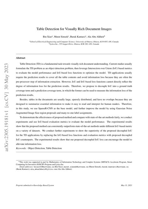 Pdf Table Detection For Visually Rich Document Images