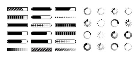 Loading Icon Progress Bar Buffer Loader Preloader Set Circle Load Symbols Horizontal Speed