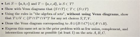 solved let s {a b c} ﻿and t {a c d} ﻿is ssubt show with