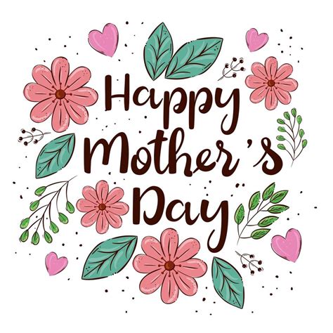 Happy Mother Day Card With Cute Flowers And Leafs Decoration 2700451