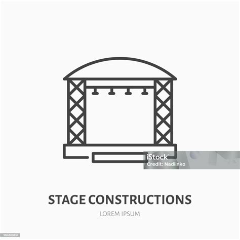 舞臺建築平面線圖示現場 活動設備租賃標誌音樂會音樂節的薄線形標誌向量圖形及更多音樂會圖片 音樂會 圖示 舞台 Istock