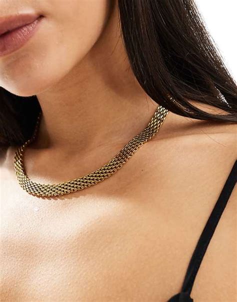 Aldo Stainless Steel Vintage Style Chain Necklace In Gold Asos