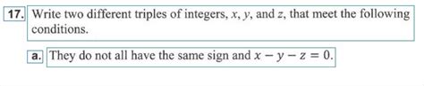 solved write two different triples of integers x y and z