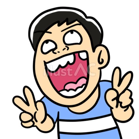 あほ顔ダブルピースイラスト No 25126344｜無料イラスト・フリー素材なら「イラストac」