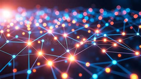 Abstract Network Connections Illuminated Nodes Stock Illustration
