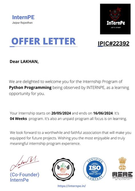 Pythoninternship Internpe Codingjourney Excitedtolearn Lakhan