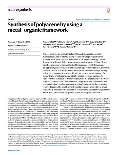 Pdf Synthesis Of Polyacene By Using A Metalorganic Framework