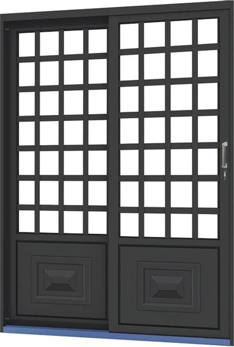 Porta Correr 2 Folhas Quadriculada Aço Com Fechadura Req 12 Cm Gerotto So Portas E Janelas