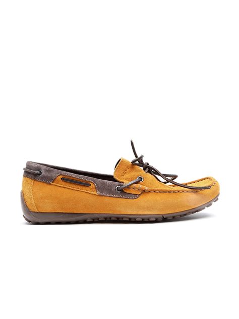 Buy Geox Respira Men Mustard Yellow Breathable Italian Patent Suede