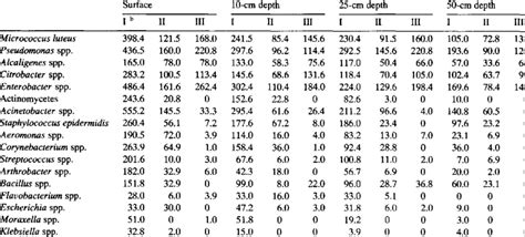 Viable Counts For Individual Genera And Species Identified In The Sand