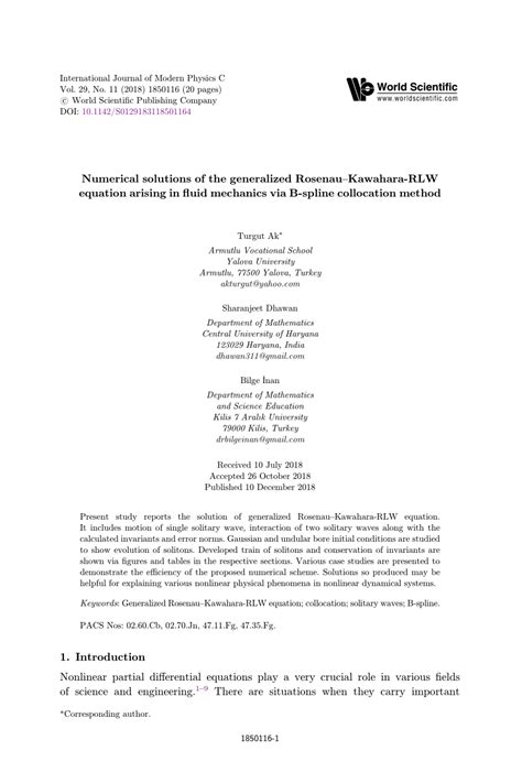 Pdf Numerical Solutions Of The Generalized Rosenau Kawahara Rlw Equation Arising In Fluid