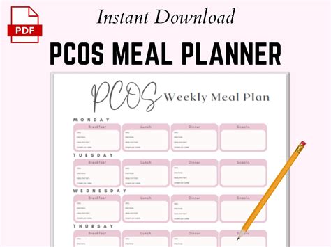 Pcos Weekly Meal Planner For Pcos Diet Meal Plan Polycystic Ovarian