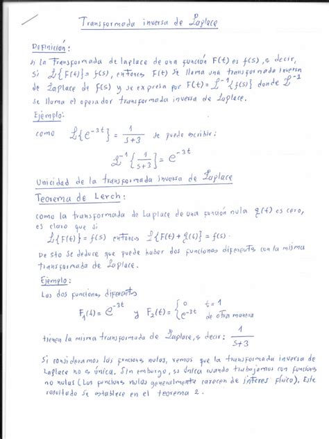 Transformada Inversa De Laplace 1 Pdf