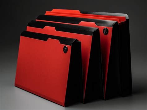 Premium Ai Image A Red Folder With Black And Red Folders On Top Of A