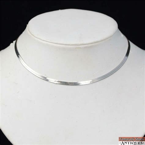 Vintage Necklace 16 Inch Long Sterling Silver 925 Made In Italy Flex