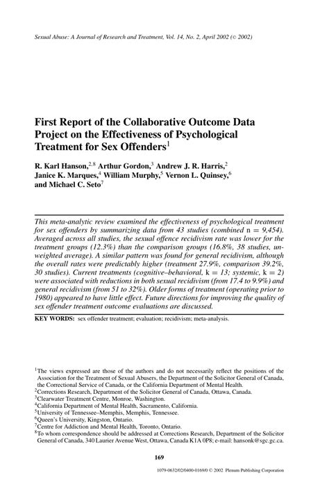 Pdf First Report Of The Collaborative Outcome Data Project On The