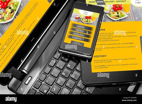 Responsive Web Design On Mobile Devices Phone Laptop And Tablet Pc Stock Photo Alamy