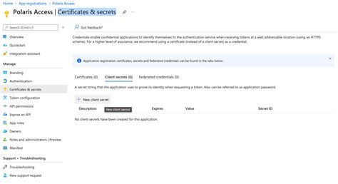 Microsoft Azure Setup Polaris Support