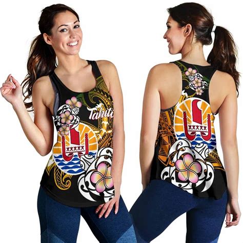 French Polynesia Tahiti Women Racerback Tank Tahiti Of Seal Turtle
