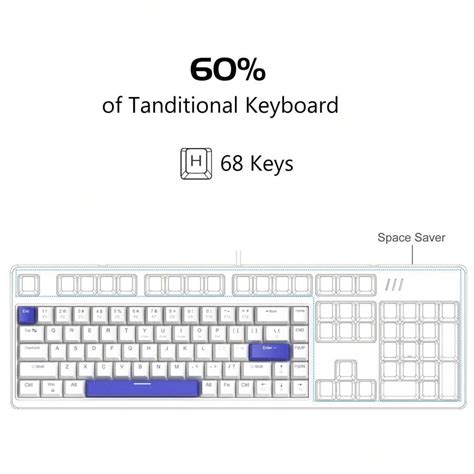 Magegee 60 מקלדת גיימינג מכנית עם בהתאמה אישית כחול לוויתן ו לד תאורה אחורית קטן קומפקטית 68