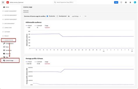 License Usage Dashboard Adobe Journey Optimizer