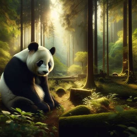 Crying Panda In The Forest A Comedy Of Animals Ai Art Generator