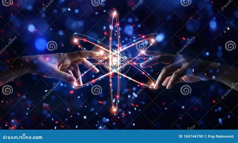 Hands Touching Science Network Connection And Data Exchange Stock Photo